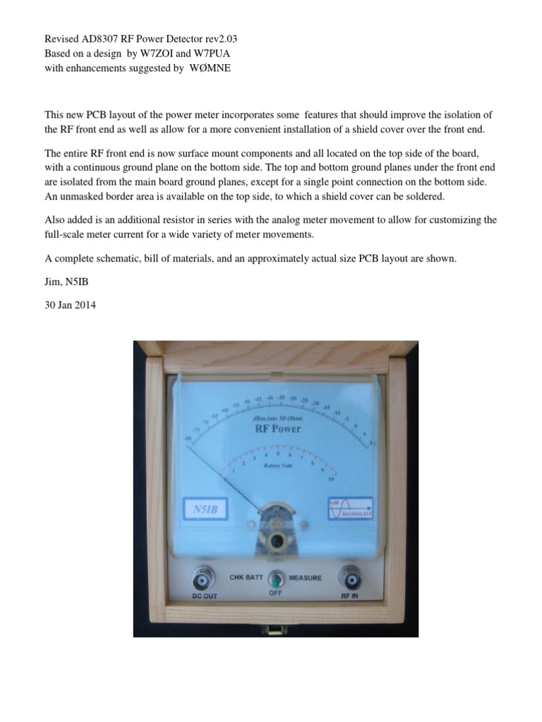 AD8307 RF Power Meter Instructions Rev2r03 PDF | PDF | Decibel | Watt