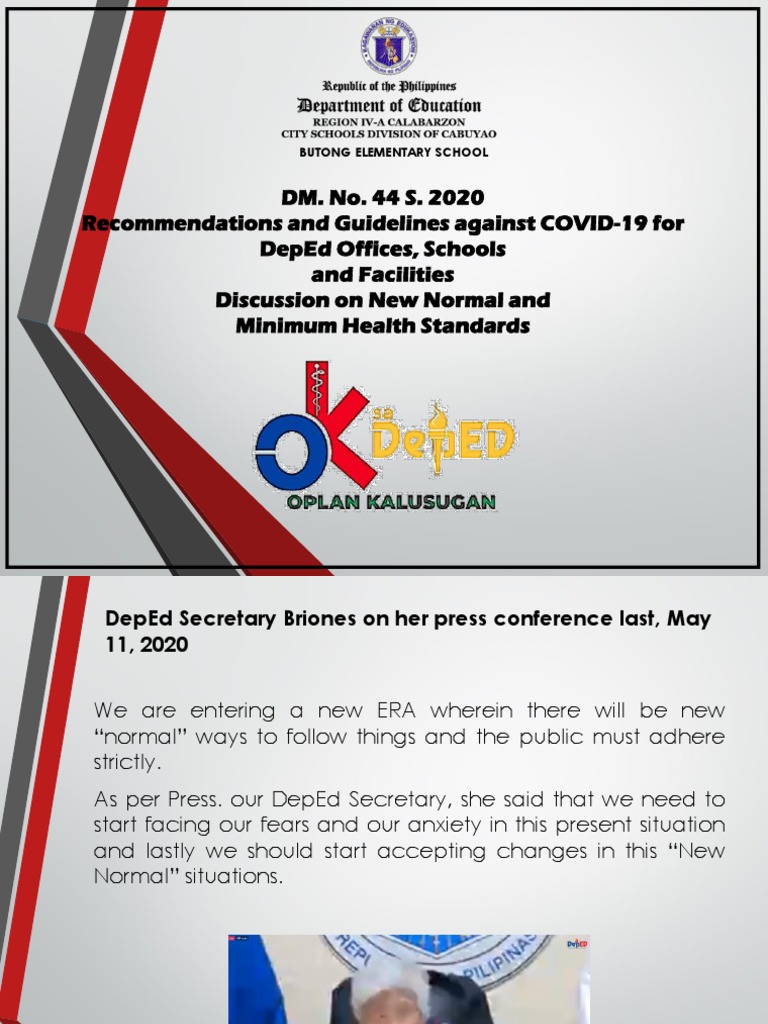 DM 44 S 2020 Minimum Health Standards and New Normal PDF | PDF ...