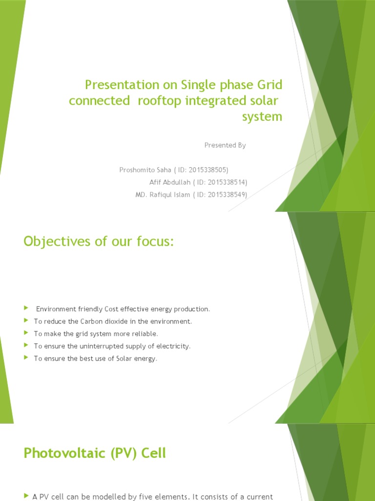 Presentation On Single Phase Grid Connected Rooftop Integrated | PDF ...