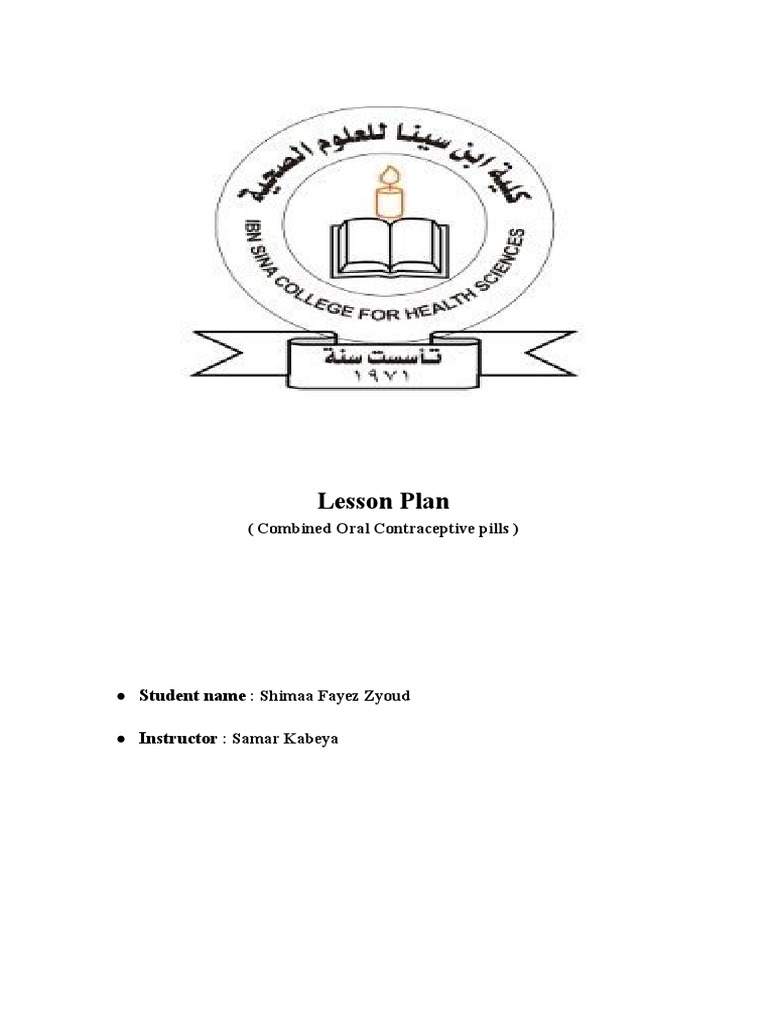 COC Pills Lesson Plan Shimaa Zyoud | PDF | Combined Oral Contraceptive ...