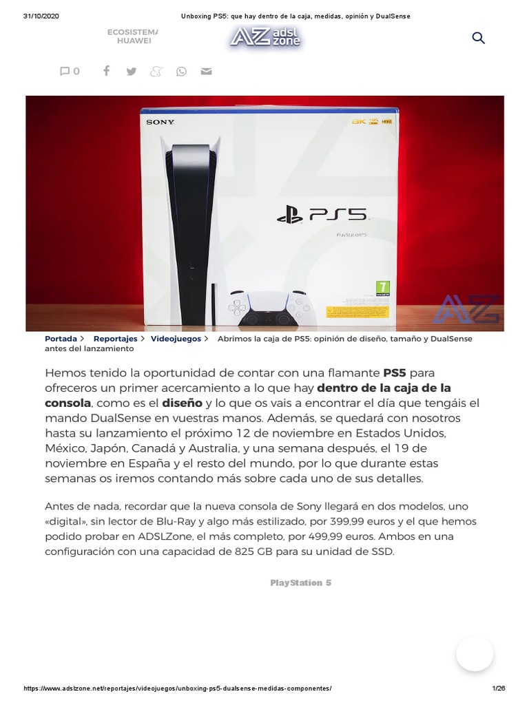 Medidas y contenido de la caja PS5 | PDF | Juegos de consolas | USB