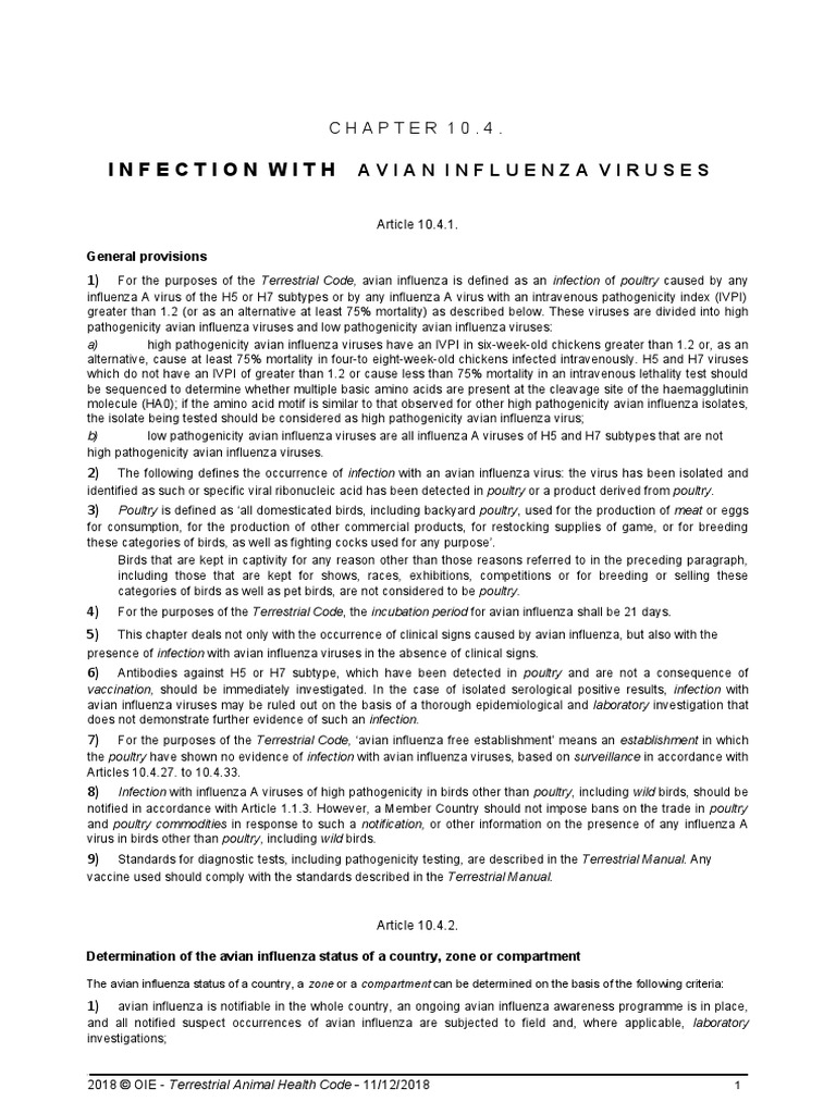 Infection With: Avian Influenza Viruses | PDF | Avian Influenza | Influenza