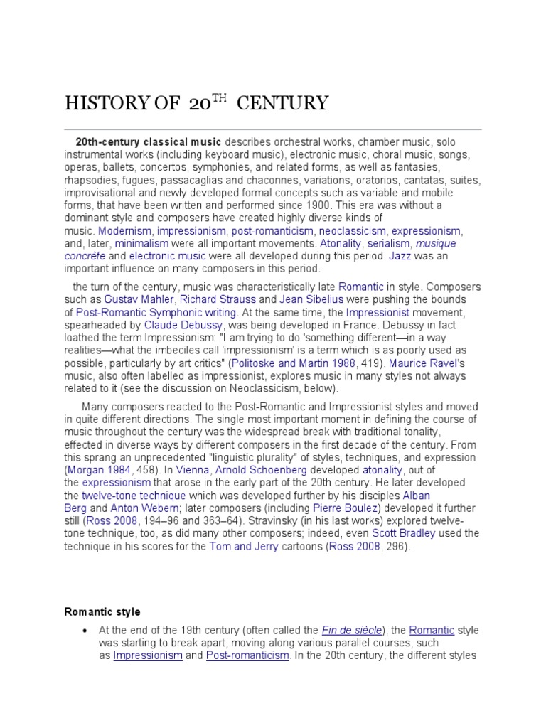 History of 20 Century: 20th-Century Classical Music Describes ...