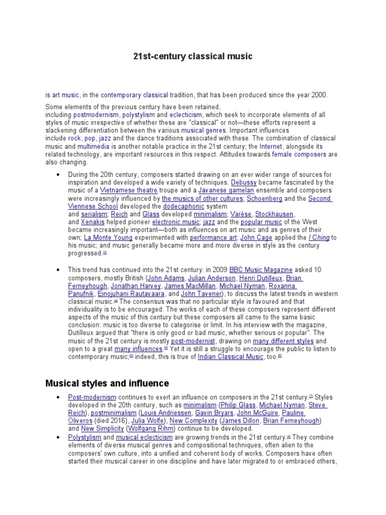 21st Century Classical Music Trends | PDF | Performing Arts | Classical ...