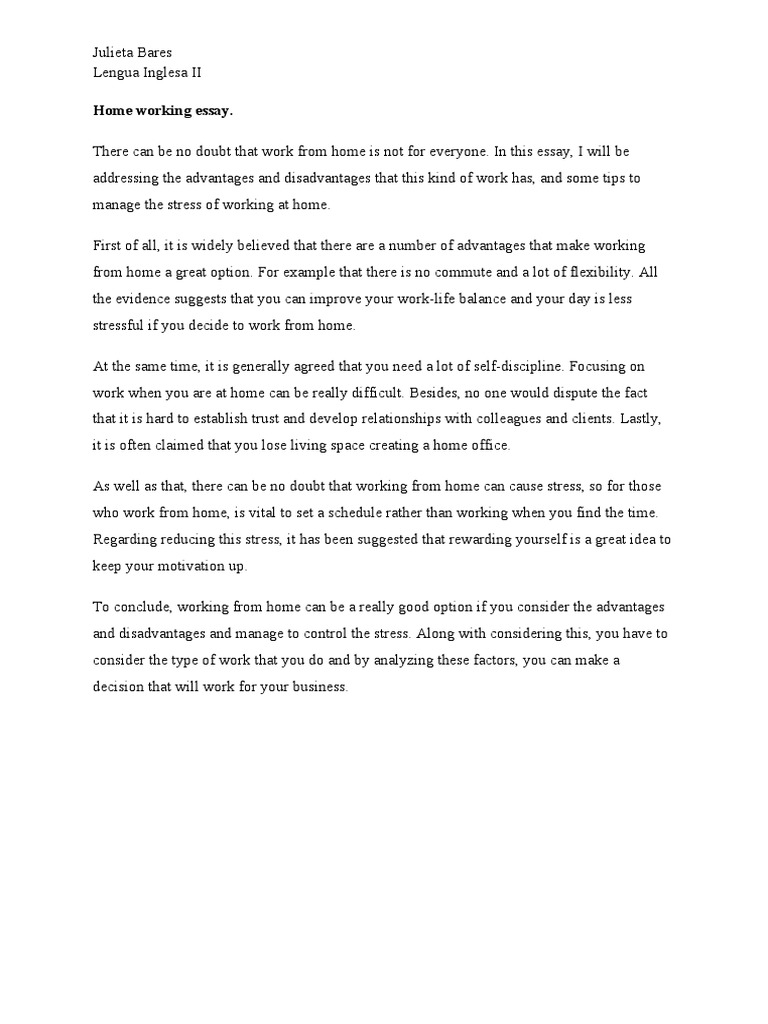 Essay Home Working | PDF