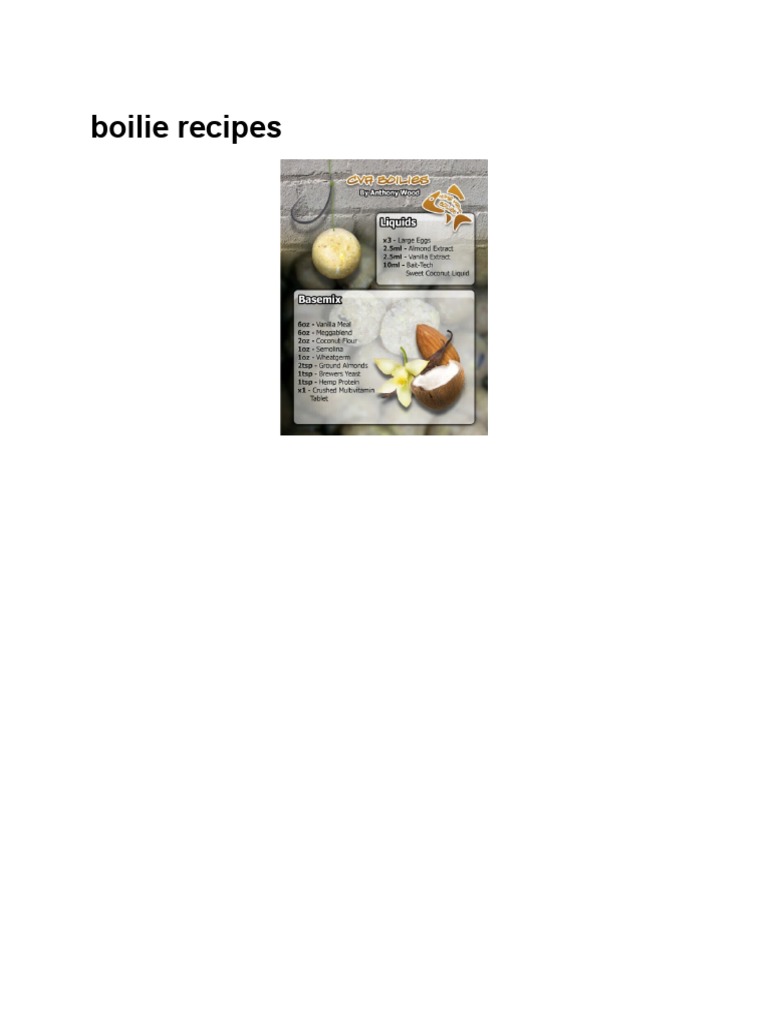 Essential Carp Boilie Recipes Guide | PDF