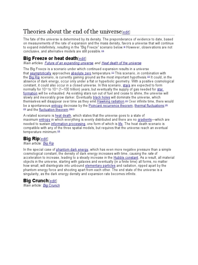 Theories on the Universe's End | PDF | Universe | Scientific Theories