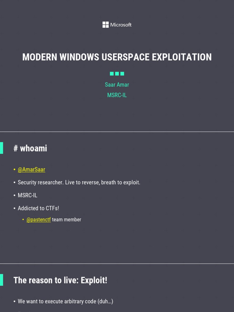 Modern Windows Userspace Exploitation | PDF | Operating System Technology | Computer Programming