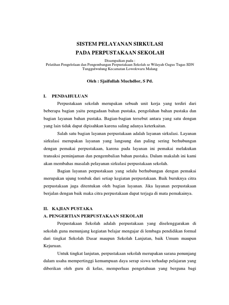 Sistem Pelayanan Sirkulasi PDF | PDF