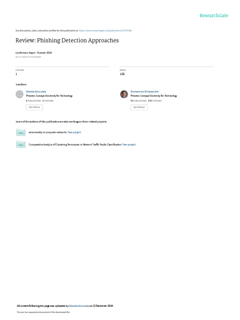 Review: Phishing Detection Approaches: October 2019 | PDF | Phishing ...