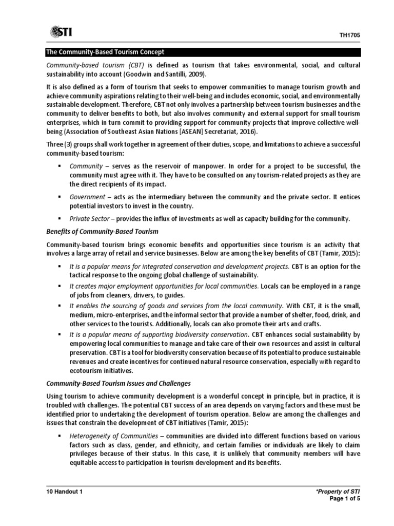 Community-Based Tourism (CBT) Is Defined As Tourism That Takes ...