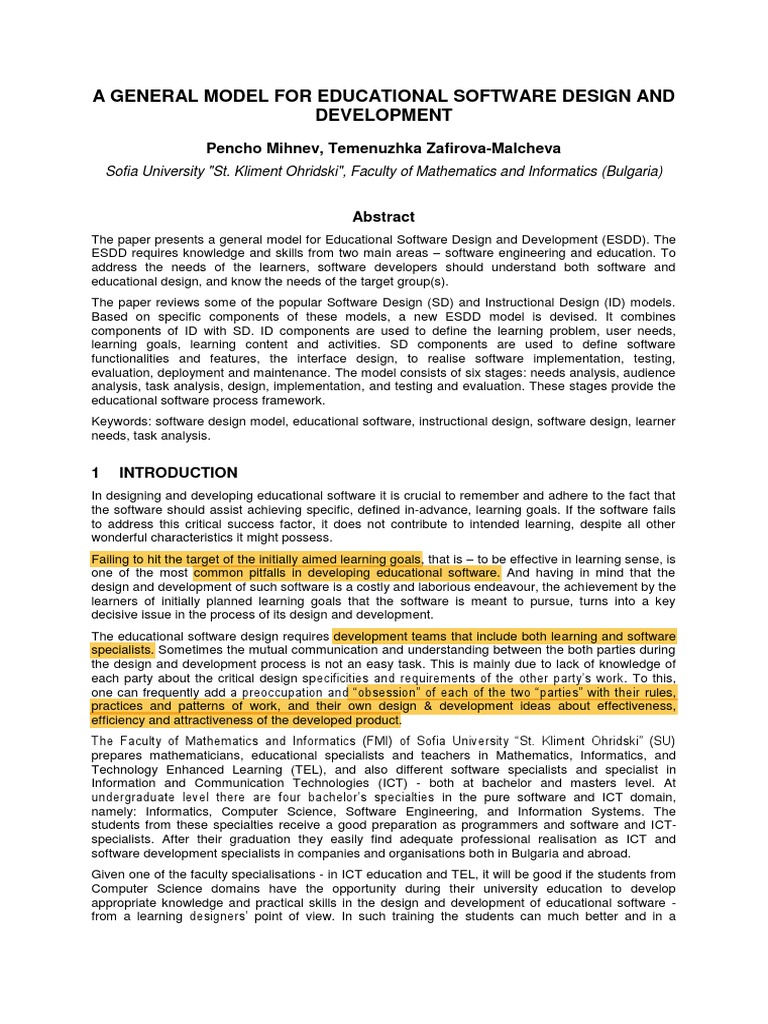 A General Model for Educational Software Design and Development ...