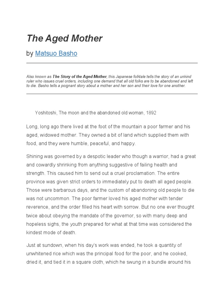 The Aged Mother: Matsuo Basho | PDF