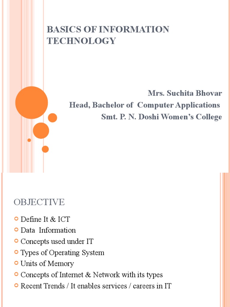 Basics of Information Technology | Download Free PDF | Computer Data ...