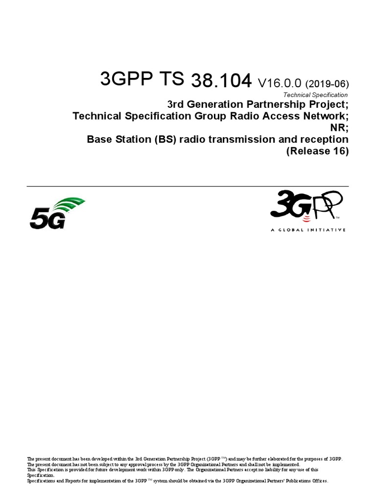 3GPP TS 38.104 | PDF | 3 Gpp | Transmitter