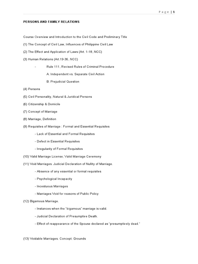 Persons and Family Relations | PDF | Annulment | Marriage, Unions And ...