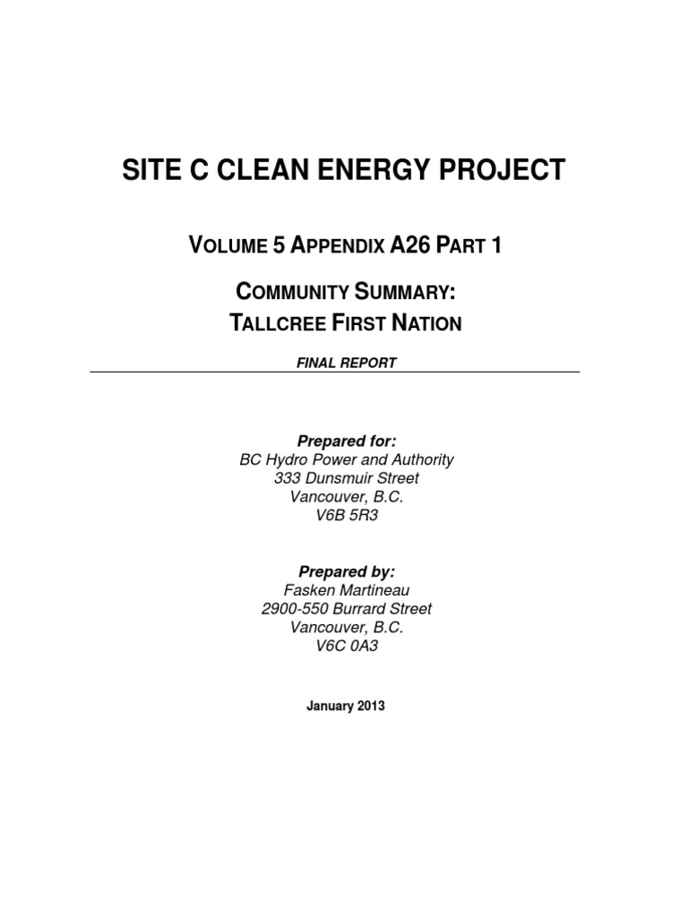 Vol5 Appendix-TallCree | PDF | First Nations | Hydroelectricity