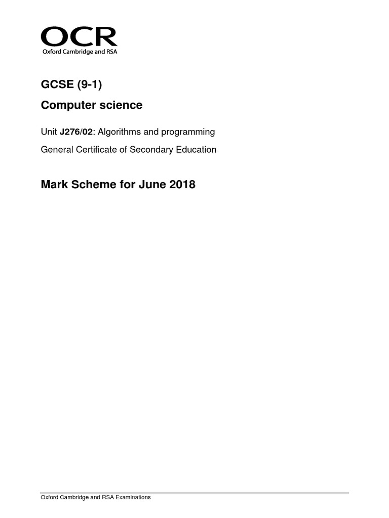 Computer Science Unit 2 Past Paper MS | PDF | Control Flow | Subroutine