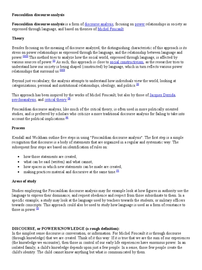 Foucauldian Discourse Analysis | Download Free PDF | Discourse ...