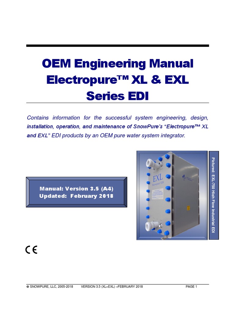 Electropure EDI Engr OEM Manual v3.5.0 (CE) | PDF | Ion | Purified Water