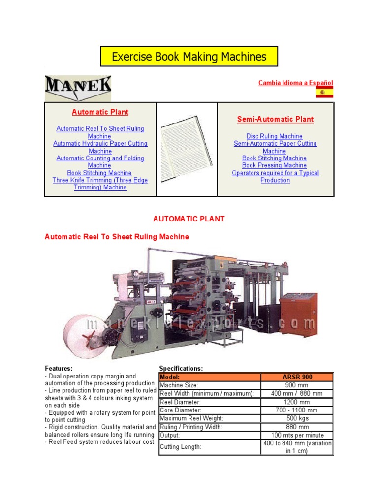 Exercise Book Making Machines | PDF | Sheet Metal | Paper
