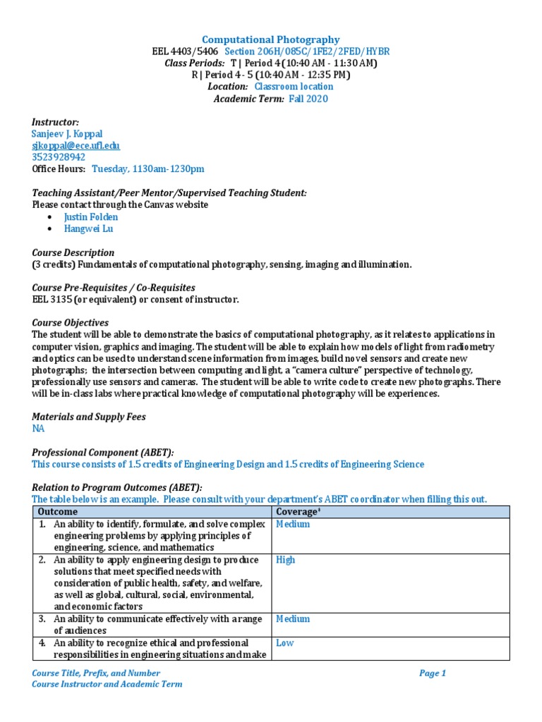 CP 2020 Syllabus For Everyone Except Hybrid | PDF | Course Evaluation ...