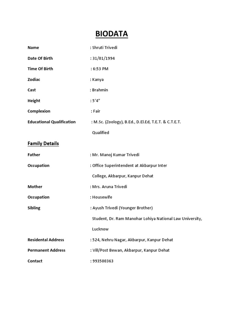 Biodata: Family Details | PDF