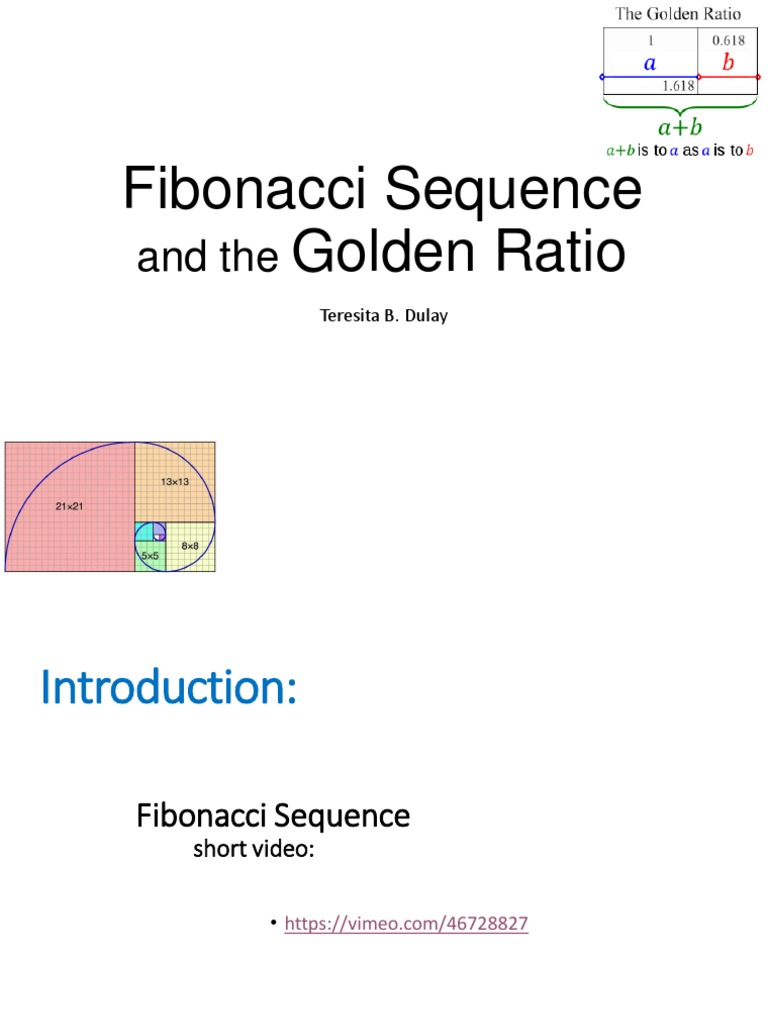 Fibonacci Sequence Golden Ratio: and The | PDF | Elementary Mathematics | Teaching Mathematics