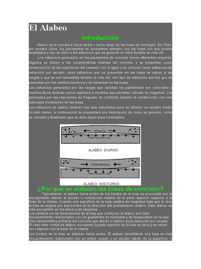 Alabeo en losas de concreto: causas y efectos | PDF | Hormigón | Agua