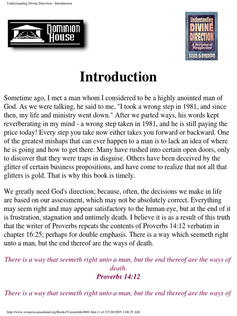 Understanding Divine Direction - Introduction | PDF | Philosophical ...