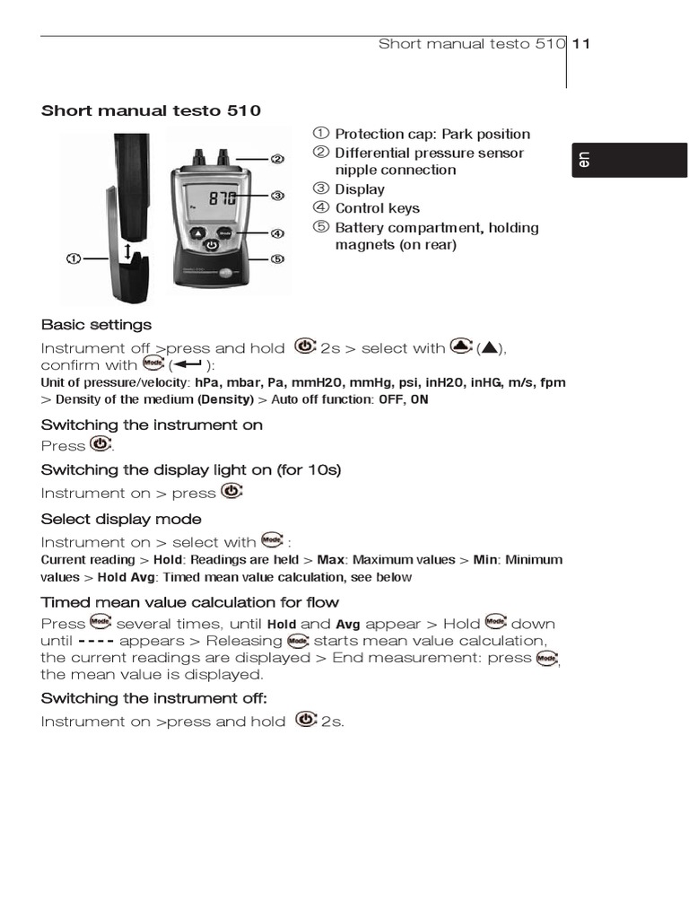 Manual Testo-510 | PDF | Pressure Measurement | Pressure