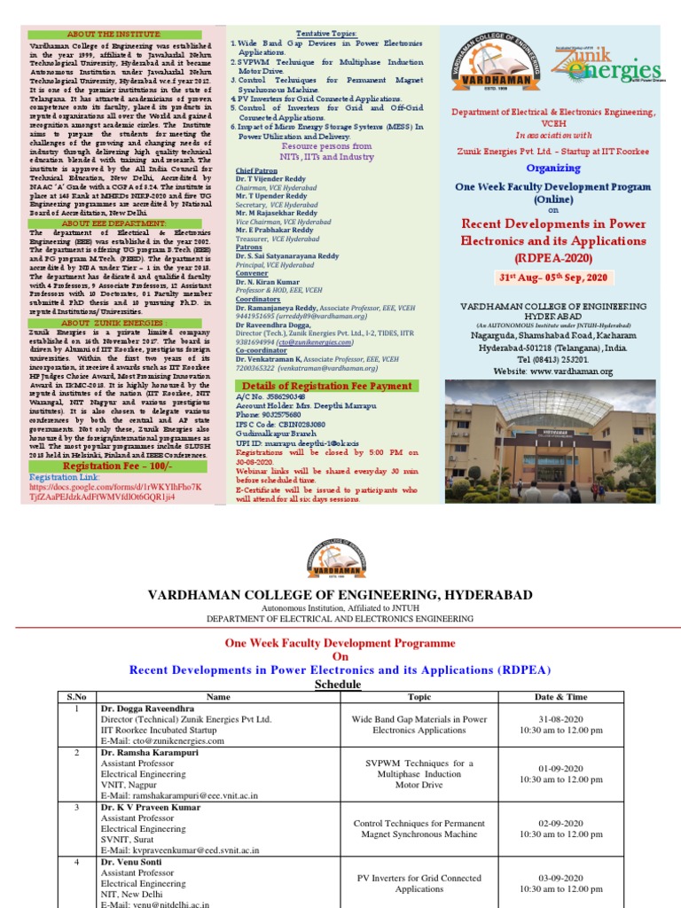 FDP - Brochure & Schedule | PDF | Electrical Grid | Electric Motor