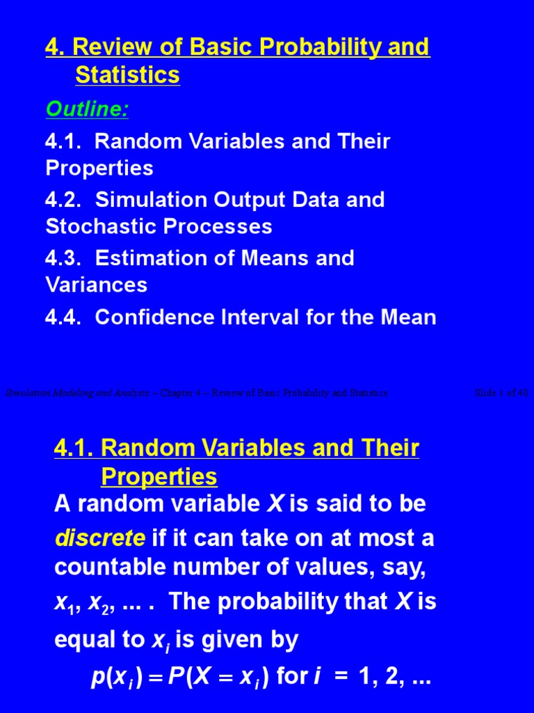 Review of Basic Probability and Statistics: Outline | PDF | Probability ...