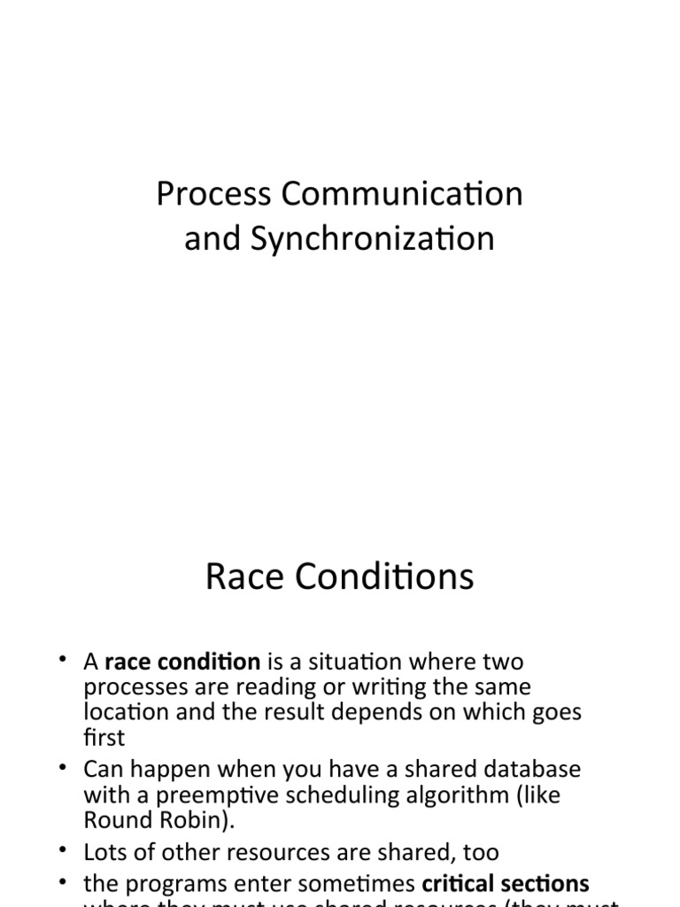 Process Communication And Synchronization Pdf Synchronization Information Technology