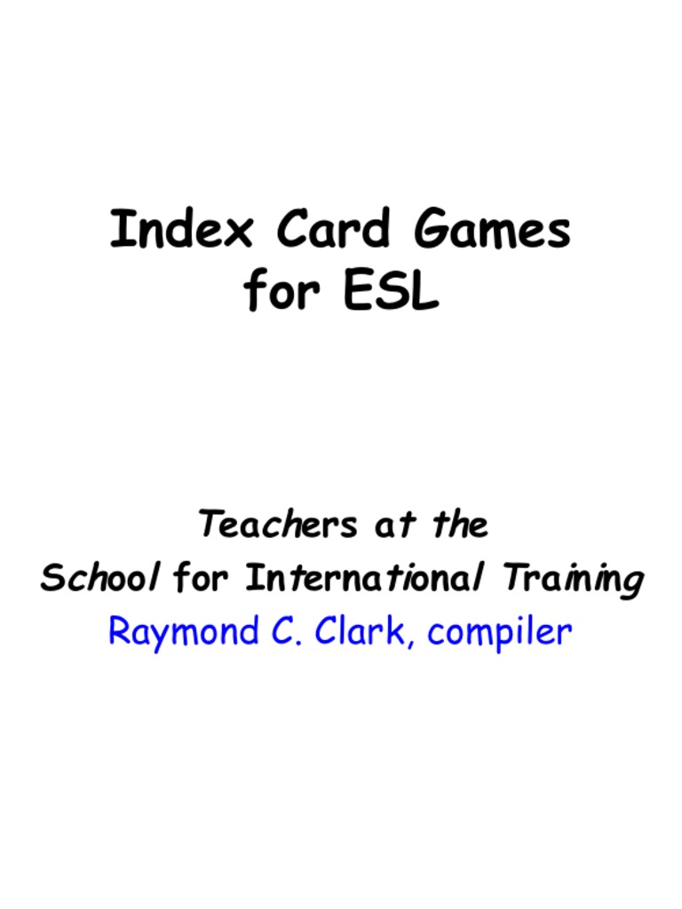 Index Card Games | PDF | Adjective | Linguistics