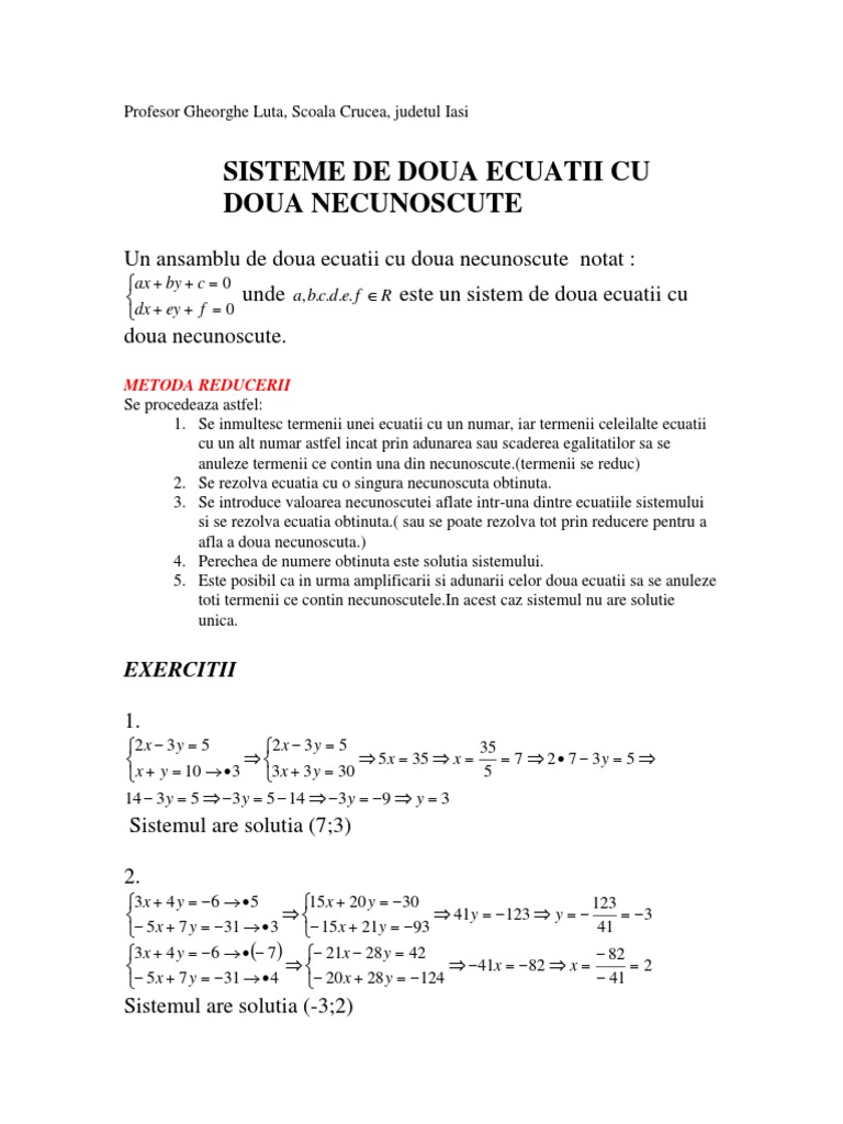 Sisteme de Ecuatii PDF | PDF