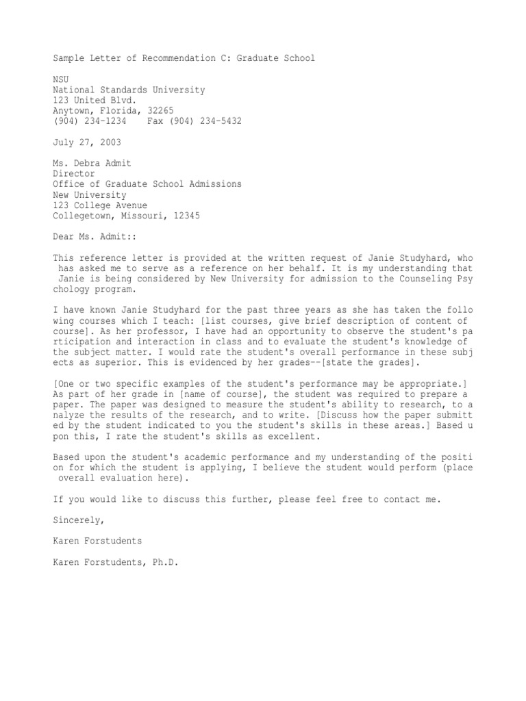 Academic Recommendation Letter Sample | PDF