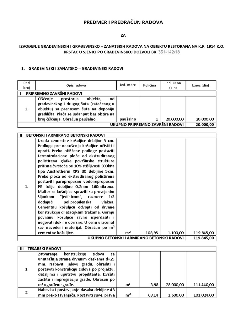 Predmer Predračun | PDF