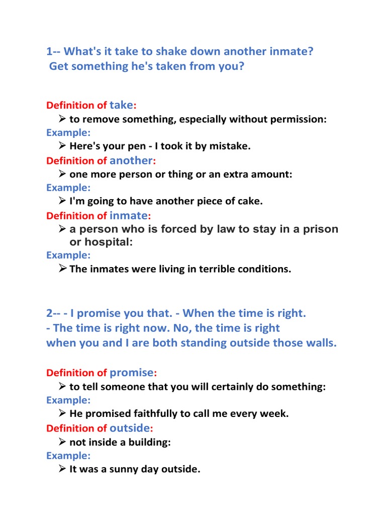 Definition Of:: Example | PDF | Prison | Violence