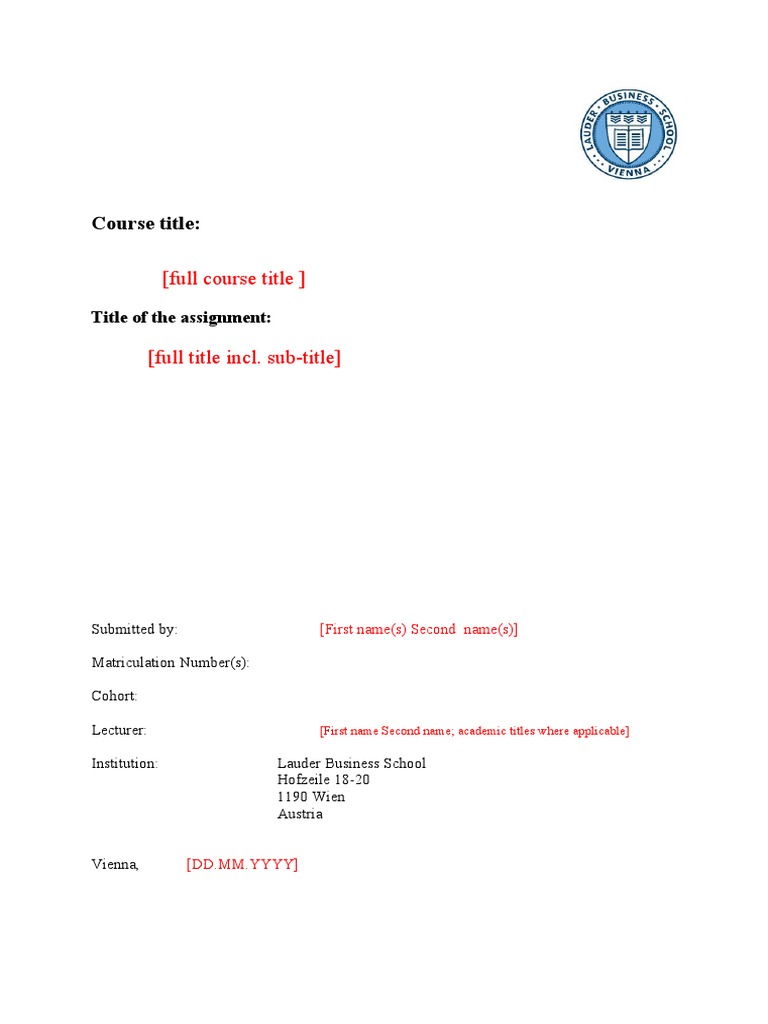 Written Assignment - Lbs Template | PDF | Abstract (Summary) | Question