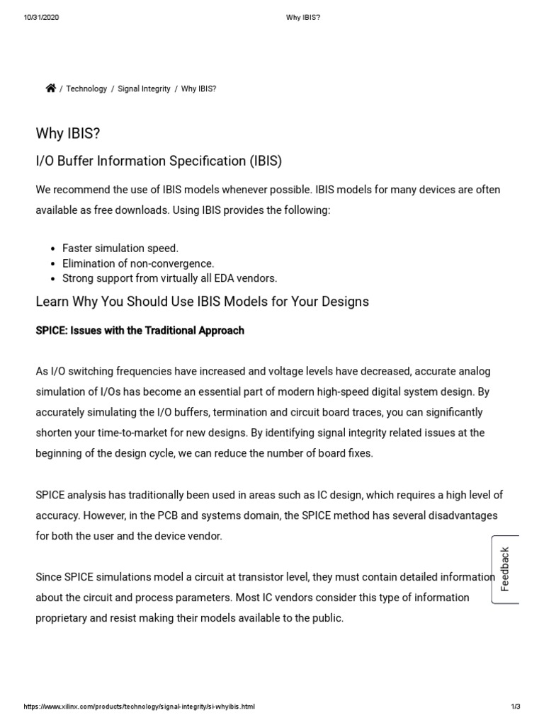 Why IBIS?: I/O Buffer Information Speci Cation (IBIS) | PDF | Spice | Electronic Circuits