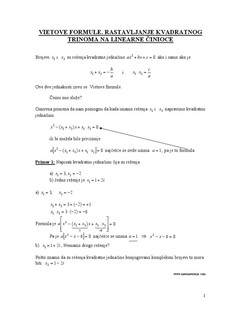 Vijetove Formule | PDF