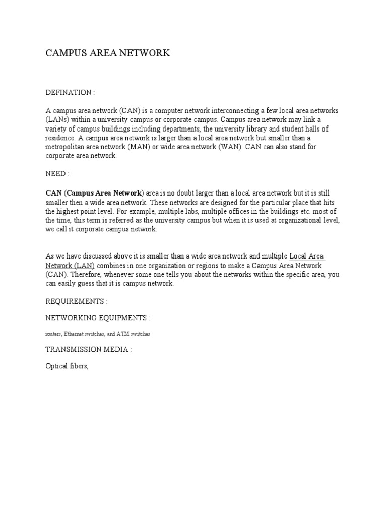 Campus Area Network | PDF | Computer Network | Network Switch