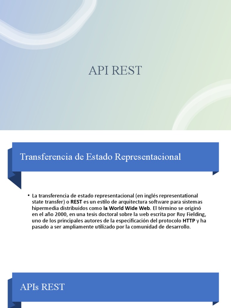 Api Rest | PDF | Transferencia de estado representacional | Modelo ...