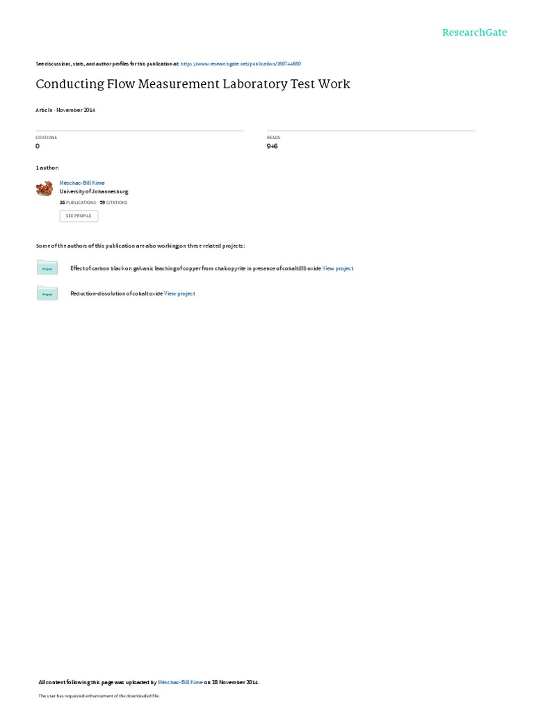 Conducting Flow Measurement Laboratory Test Work | PDF | Flow ...