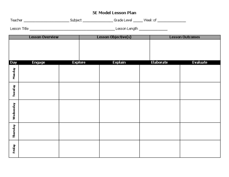 5E Model Lesson Plan | PDF