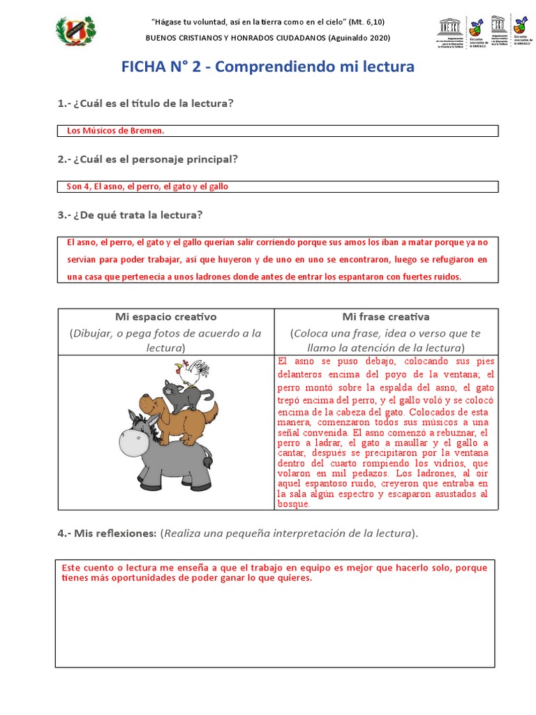 Ficha #2 - Comprendiendo Mi Lectura 5° Imanol Titi 3ro A | PDF