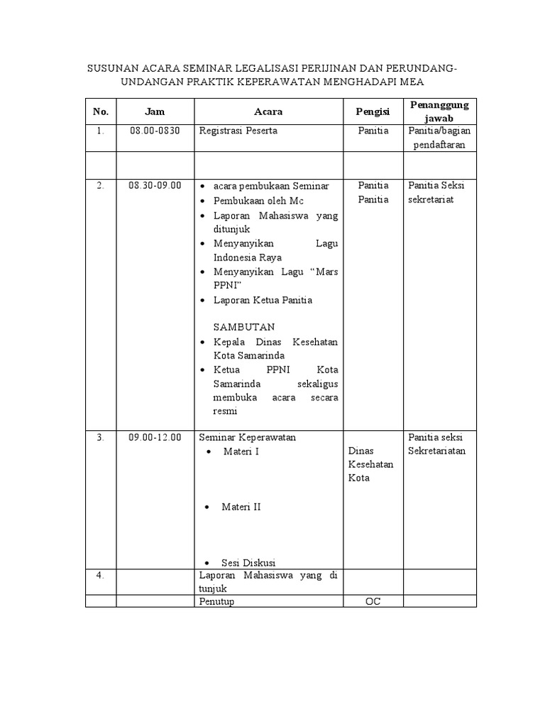 CONTOH Susunan Acara Seminar | PDF
