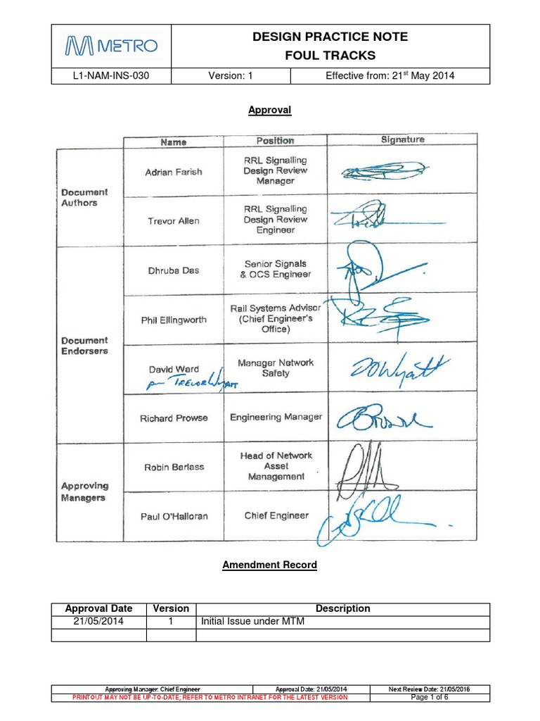 L1-NAM-INS-030 - Foul Tracks Ver 1 | PDF | Rail Infrastructure | Rail ...