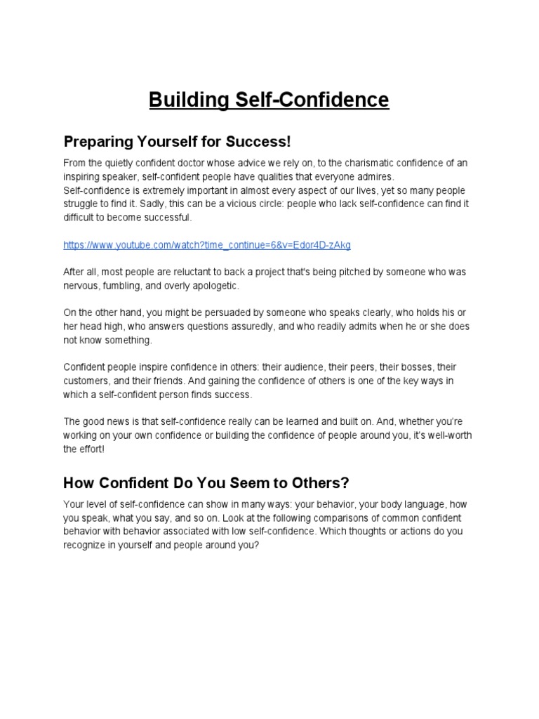 2019 Training Building Self-Confidence | PDF | Self Esteem | Applied ...